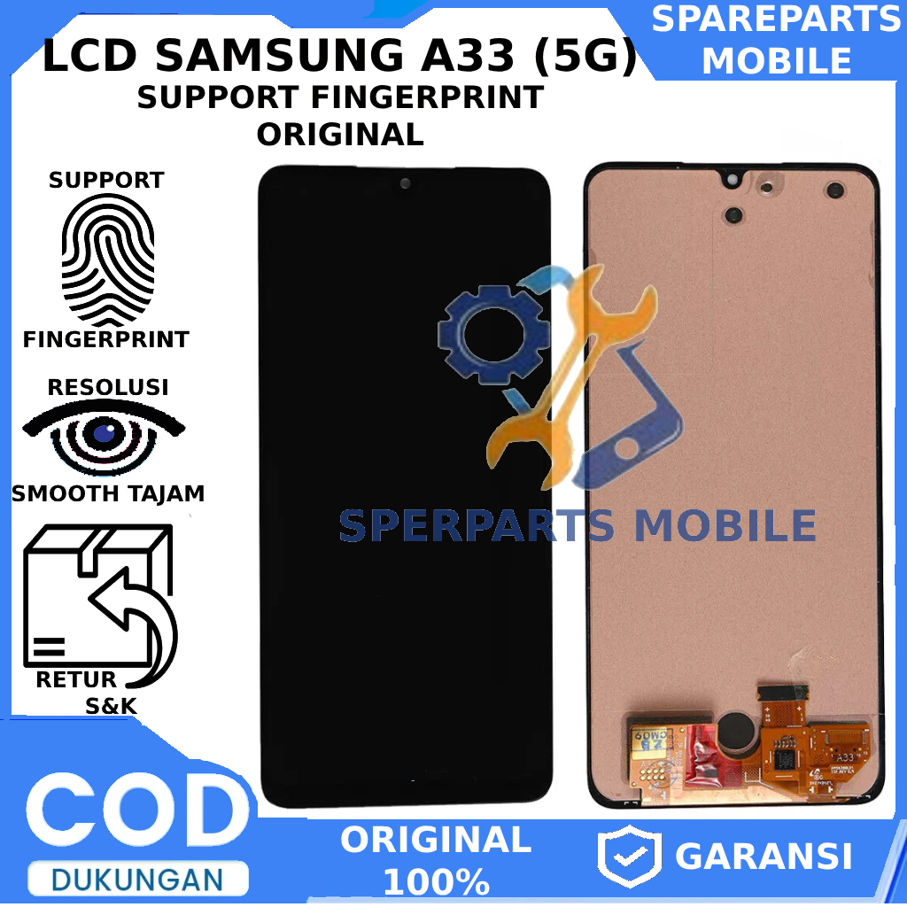 Jual LCD TOUCHSCREEN SAMSUNG GALAXY A33 (5G) SUPPORT FINGERPRINT ORIGINAL GARANSI FREE LEM ...