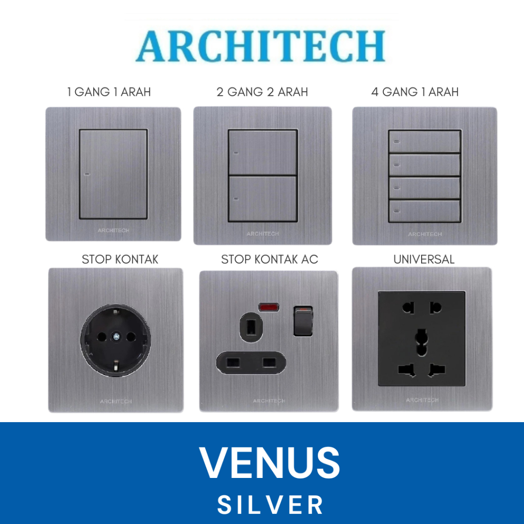 Jual Architech Venus Saklar lampu 1 gang 1 arah flat 2 gang 2 arah flat ...