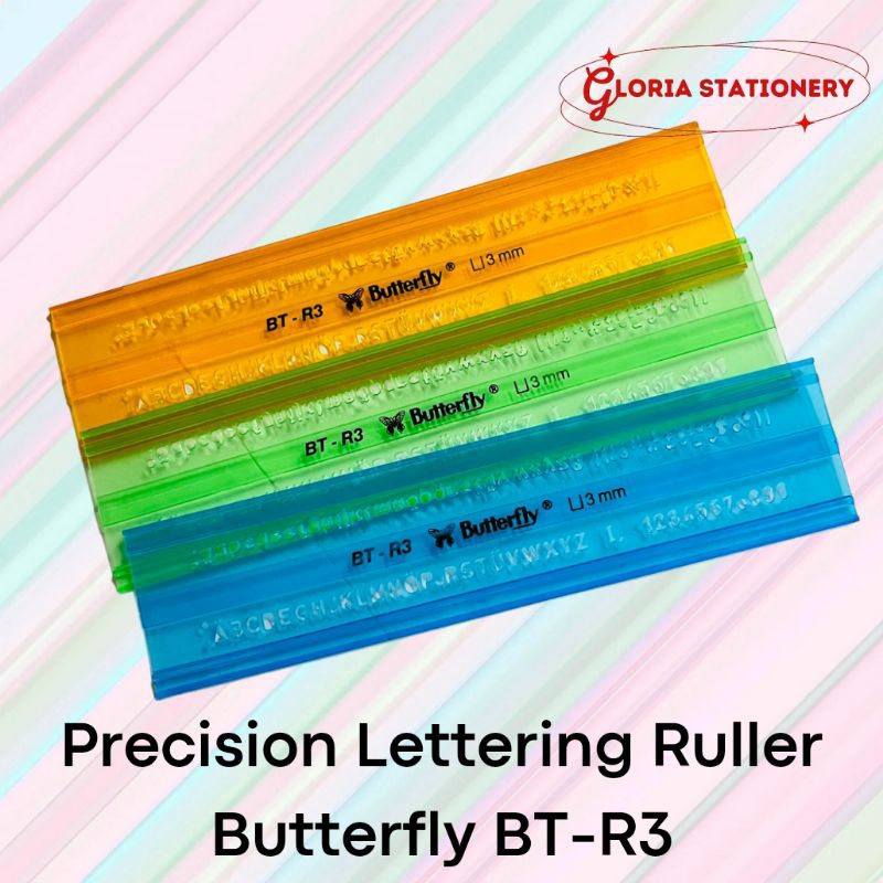 Jual BUTTERFLY Precision letering ruller BT-R3/Penggaris mal huruf 3mm ...