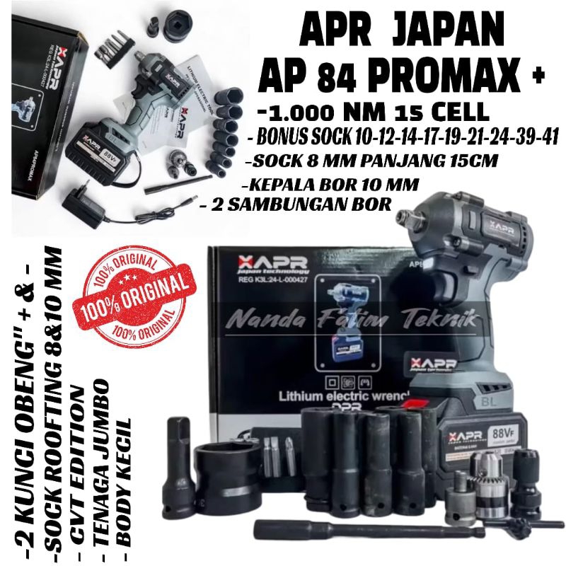 Jual APR BOR IMPACT WRENCH AP84PROMAX+ PEMBUKA BAUT CVT EDITION 1000NM ...