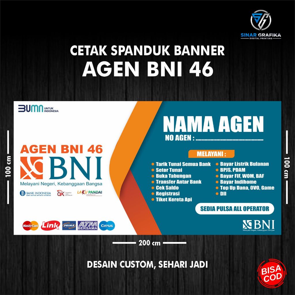 Jual Spanduk Banner Agen46 BNI, Desain & Ukuran Bisa Custom | Shopee ...