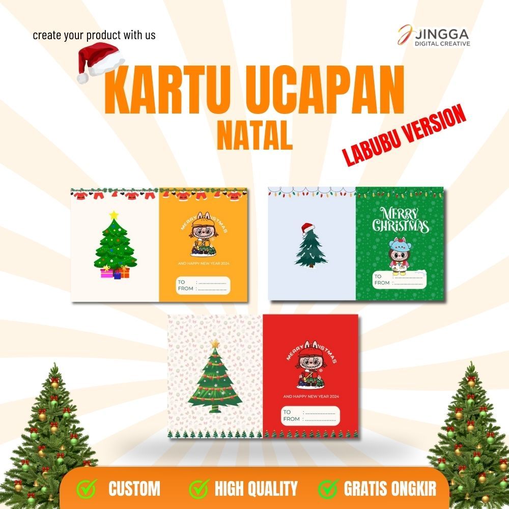 Jual [ISI 25 PCS] Kartu Ucapan Natal Labubu | Kartu Natal Labubu ...