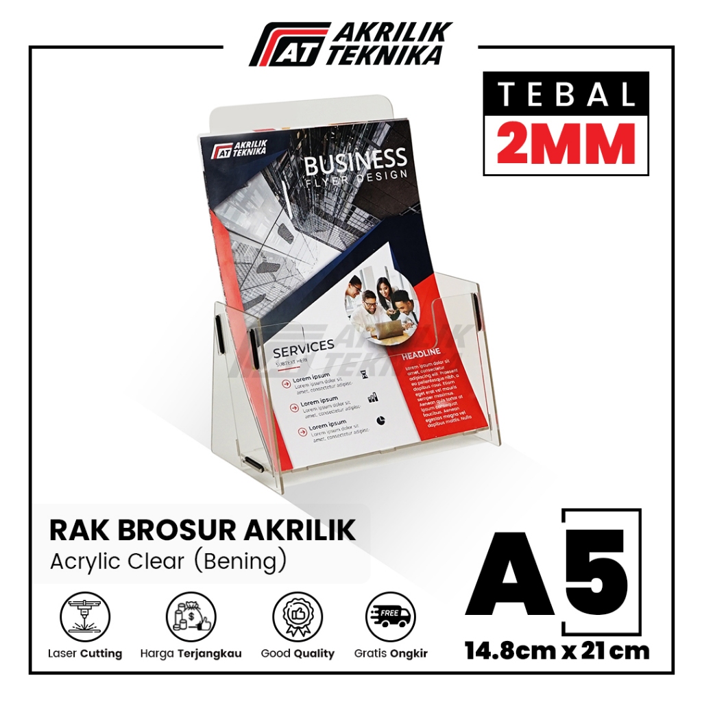 Jual Rak Brosur A5 Akrilik / Display Menu Meja / Acrylic Flyer Holder ...