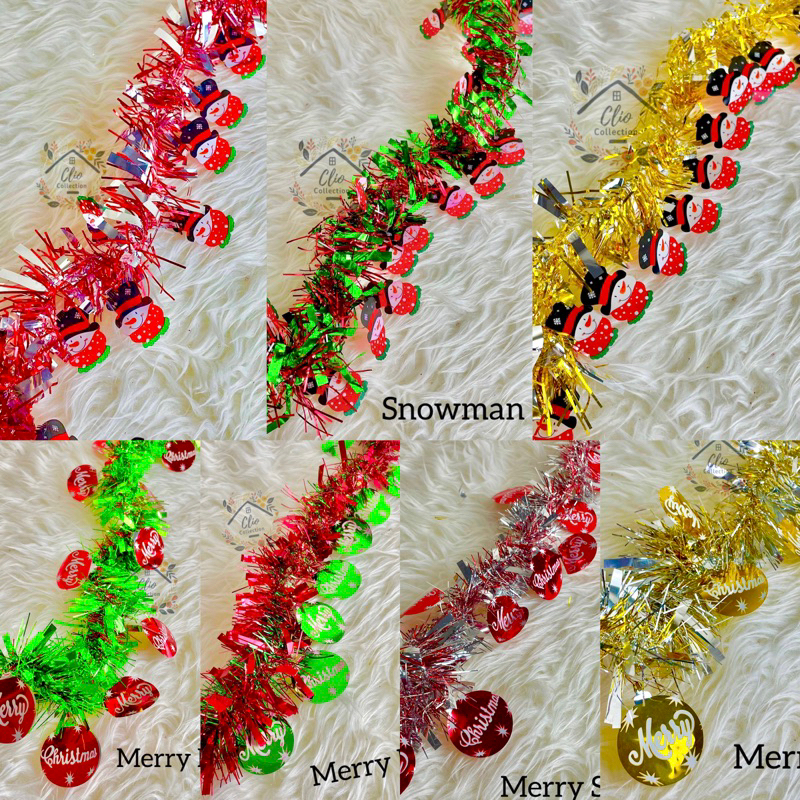 Jual {2 METER} SLINGER NATAL HIASAN DEKORASI SLINGER TINSEL POHON NATAL ...