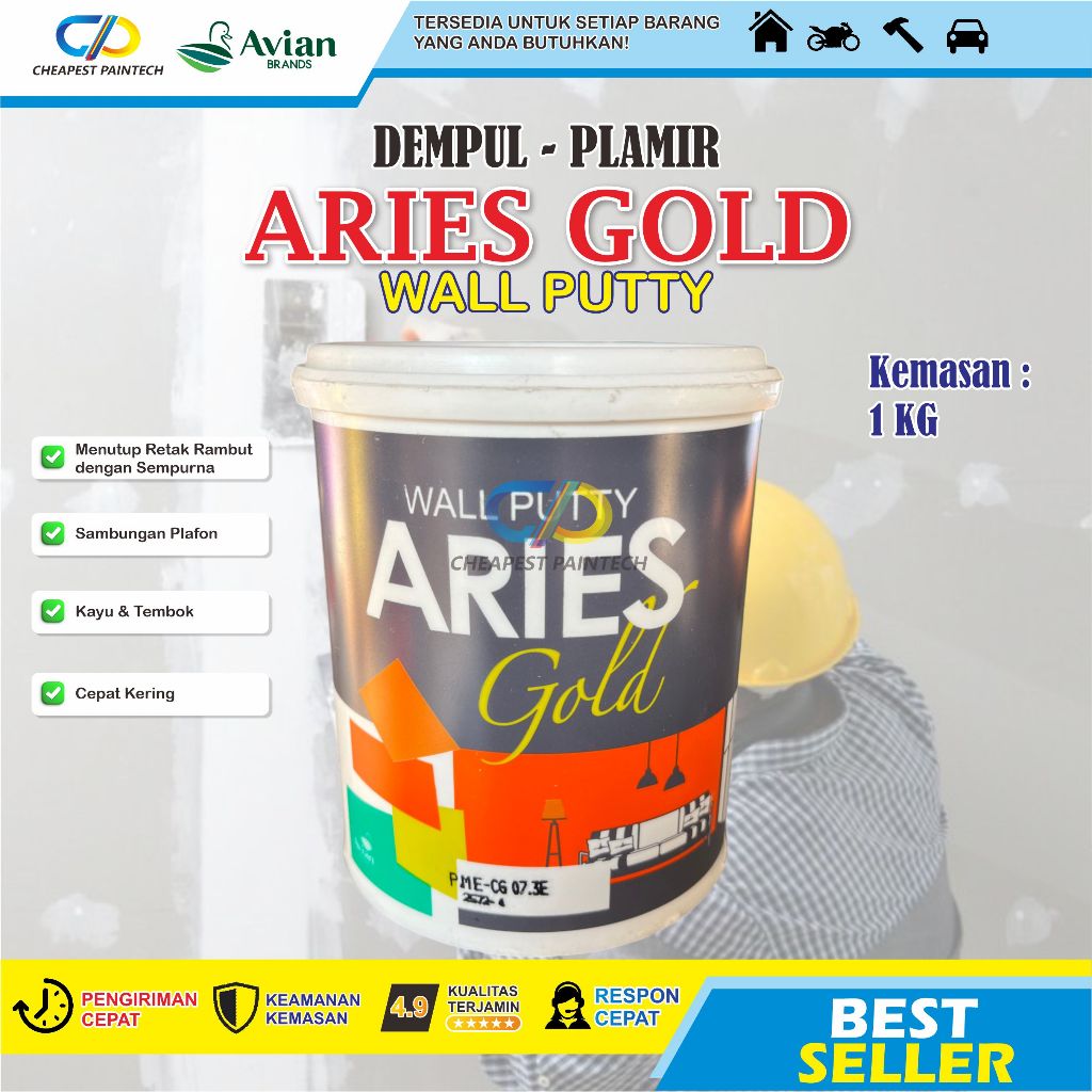 Jual Avian Dempul Kayu - Plamir Aries Gold Wall Putty Filler 1kg- cat ...