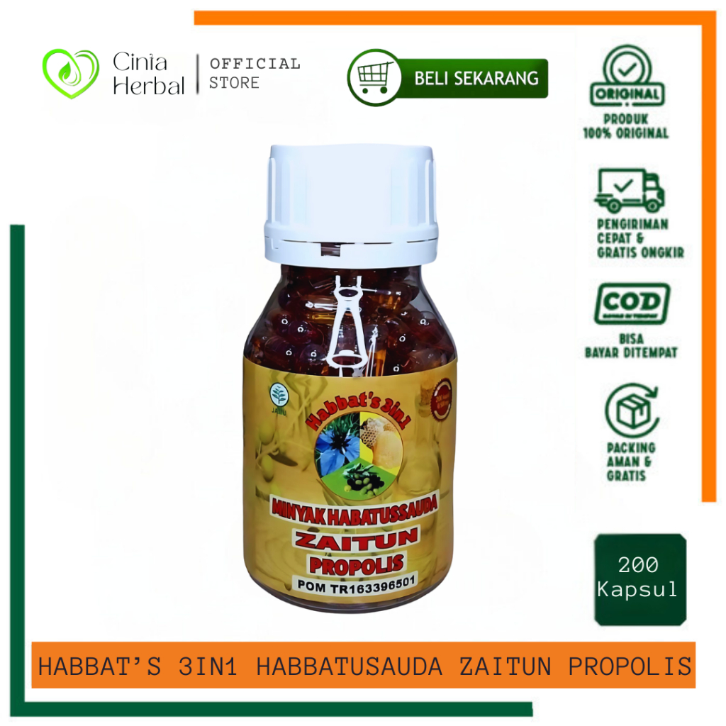 Jual HABBATS HABBAT 3 in 1 KAPSUL MINYAK HABATUSSAUDA ZAITUN PROPOLIS ...