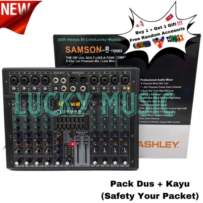 Jual Mixer Ashley Samson 8 Samson 6 Samson 4 Original Bluetooth USB Soundcard mixer 4 channel 6 ...