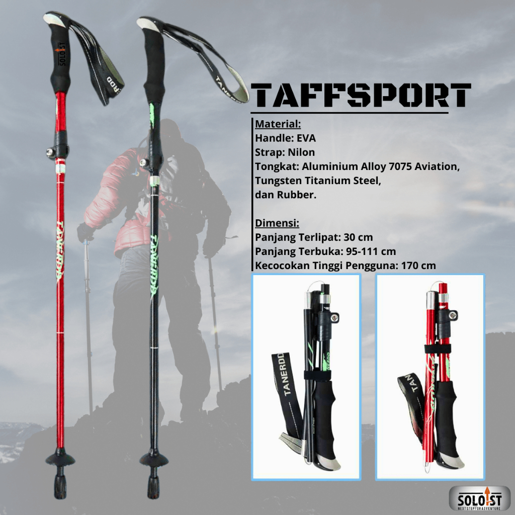 Jual Taffsport Tracking Pole Lipat Tongkat Hiking Trekking 110 cm ...