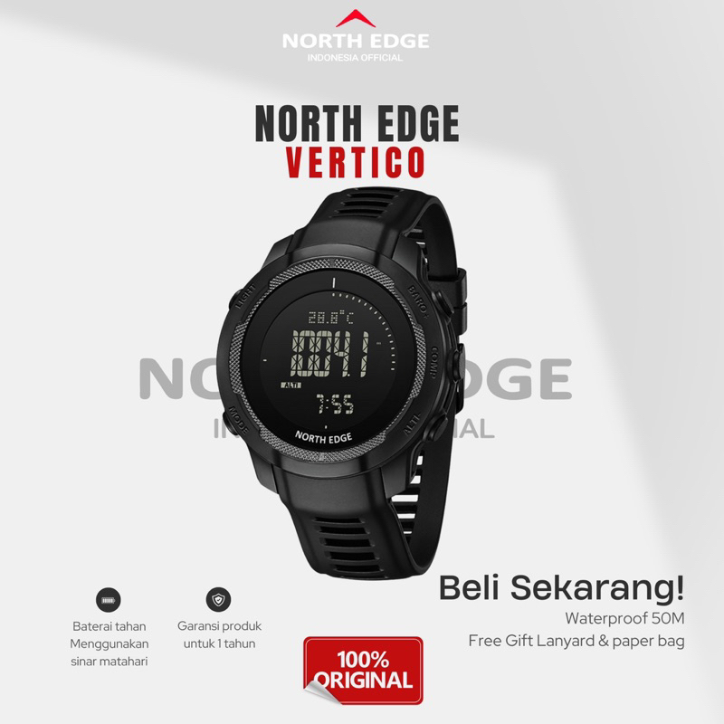 Jual NORTH EDGE Watches for Men VERTICO Grey 48MM Glass Fiber Case ...