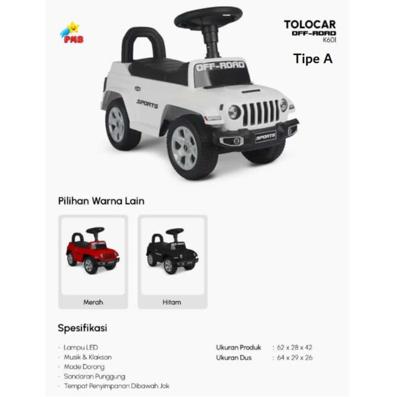 Jual Mobil Mobilan Mainan Listrik Anak ToloCar Offroad K-601 / K-601B ...