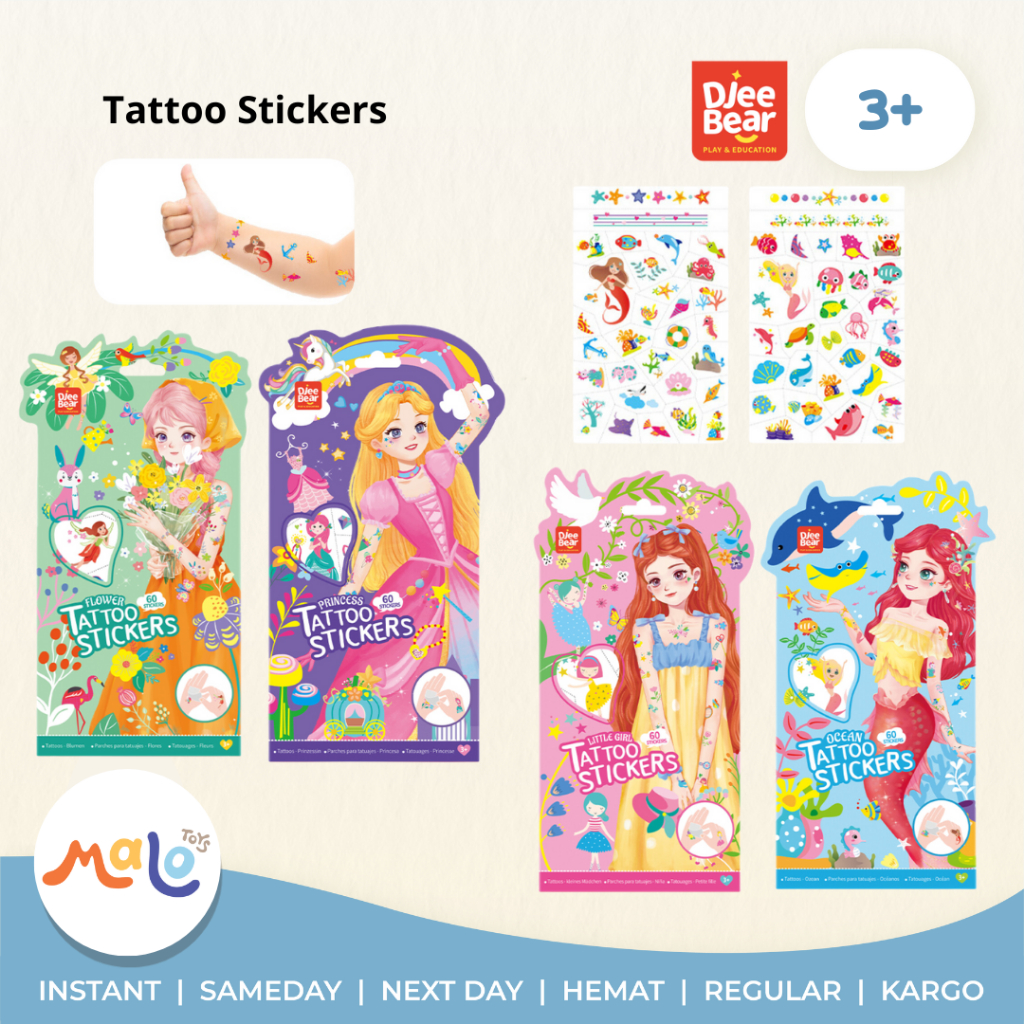Jual MALOTOYS - DJEE BEAR Temporary Tattoo Sticker Temporary Mainan ...