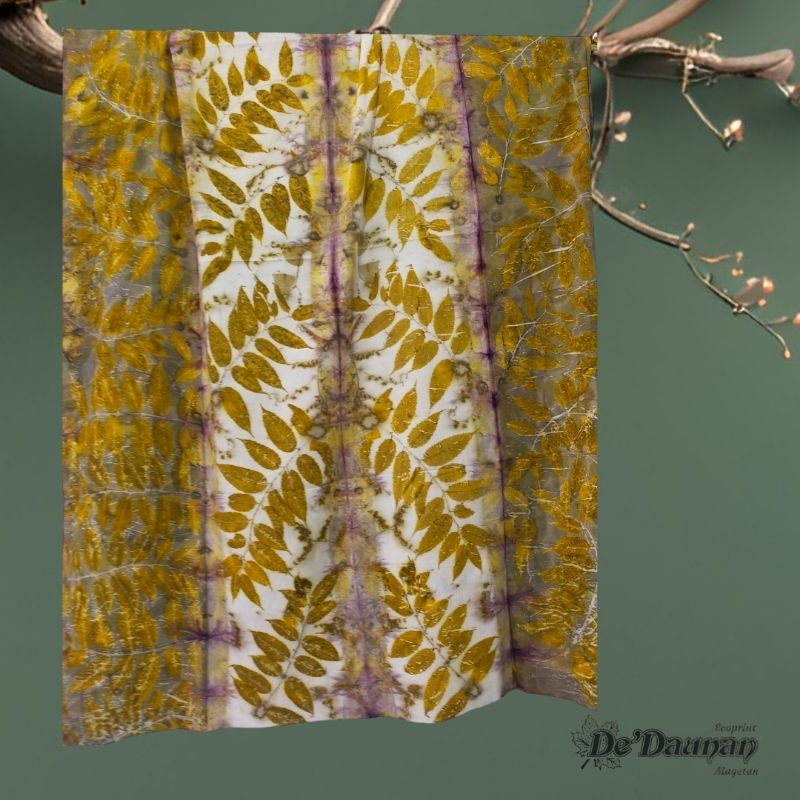 Jual kain linen ecoprint batik warna alam motif cetak daun original ...