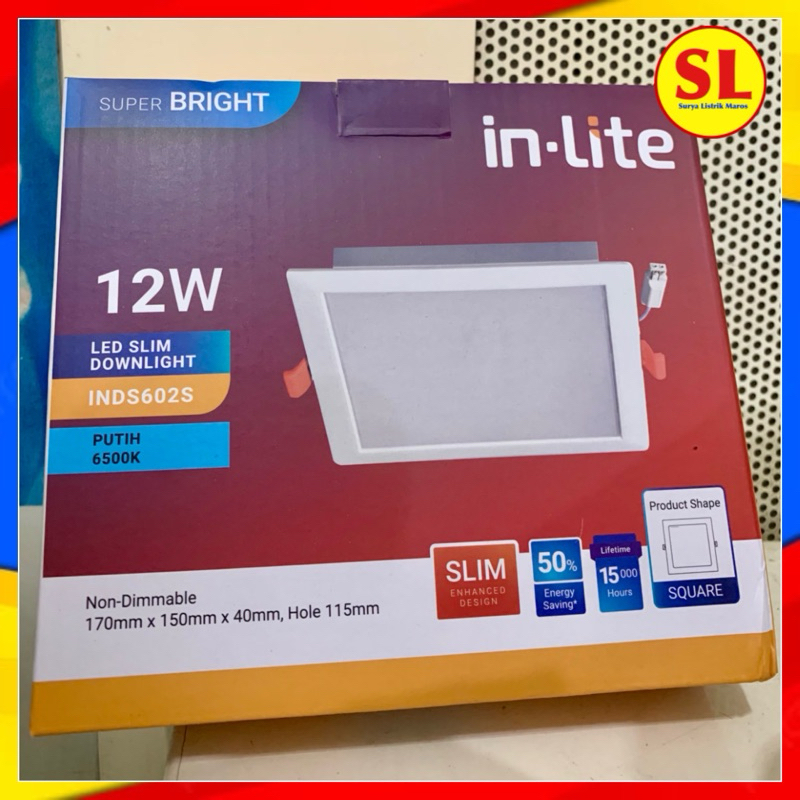 Jual INLITE SLIM DOWNLIGHT INDS602S - 12 WATT KOTAK | Shopee Indonesia