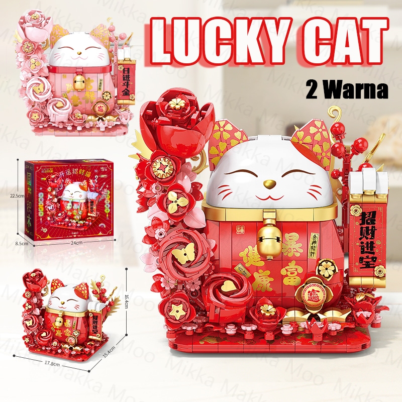Jual Lele Lucky Cat Block Susun Kucing Hoki DIY Building Block Bricks ...