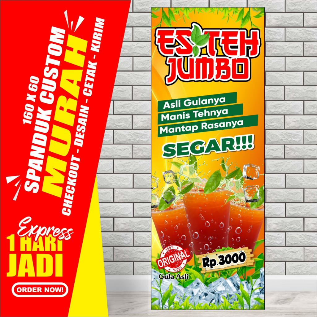 Jual Banner Es Teh, Spansuk Es Teh, Ukuran 160x60, COD / Banner Es Teh ...