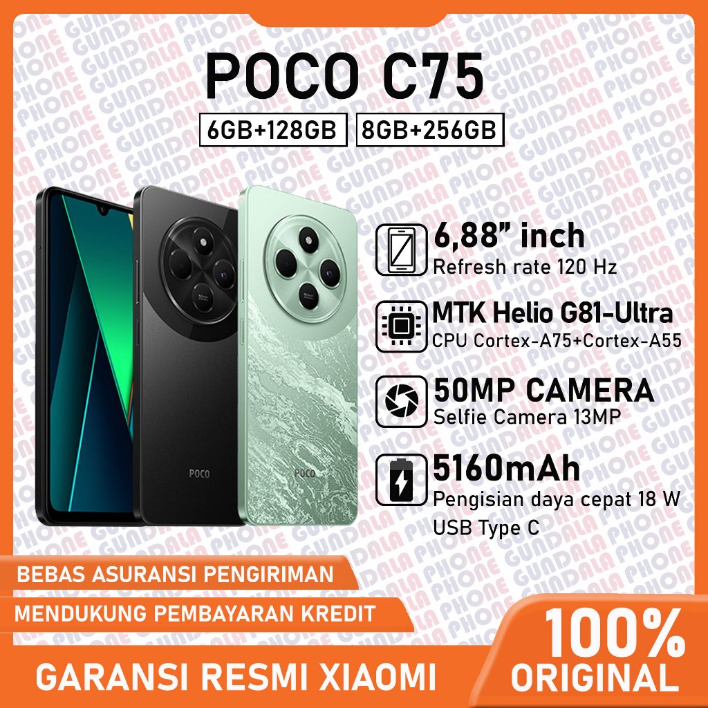 Jual Xiaomi POCO C75 6/128 8/256 NFC 5160mAh - Garansi resmi | Shopee Indonesia