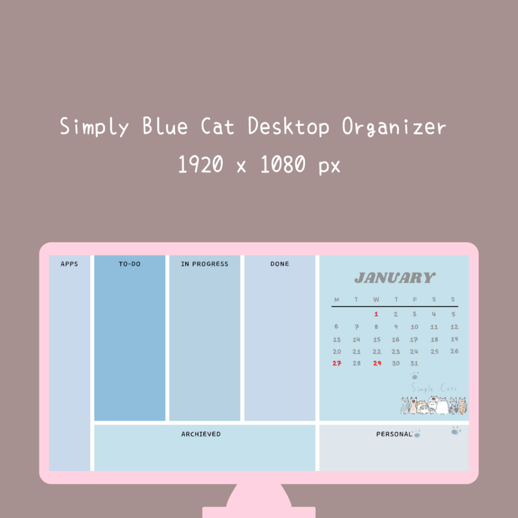 Jual Desktop Organizer Wallpaper with calendar 2025 for Windows and ...