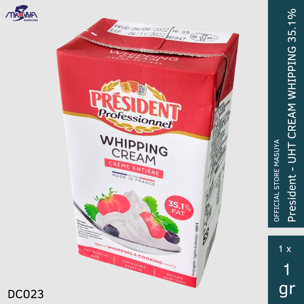 Jual President Whipping Cream UHT 35.1% 1 Liter | Shopee Indonesia