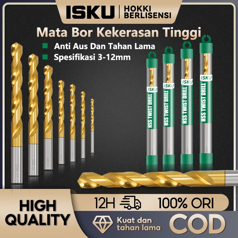 Jual ISKU Mata Bor HSS Steel Titanium 3-8mm/Kayu/Besi/kerami/Mata Bor Set | Shopee Indonesia
