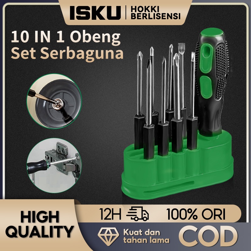 Jual Isku 10 in 1 Obeng/ Obeng Set Kunci Shock Set Obeng Multifungsi ...