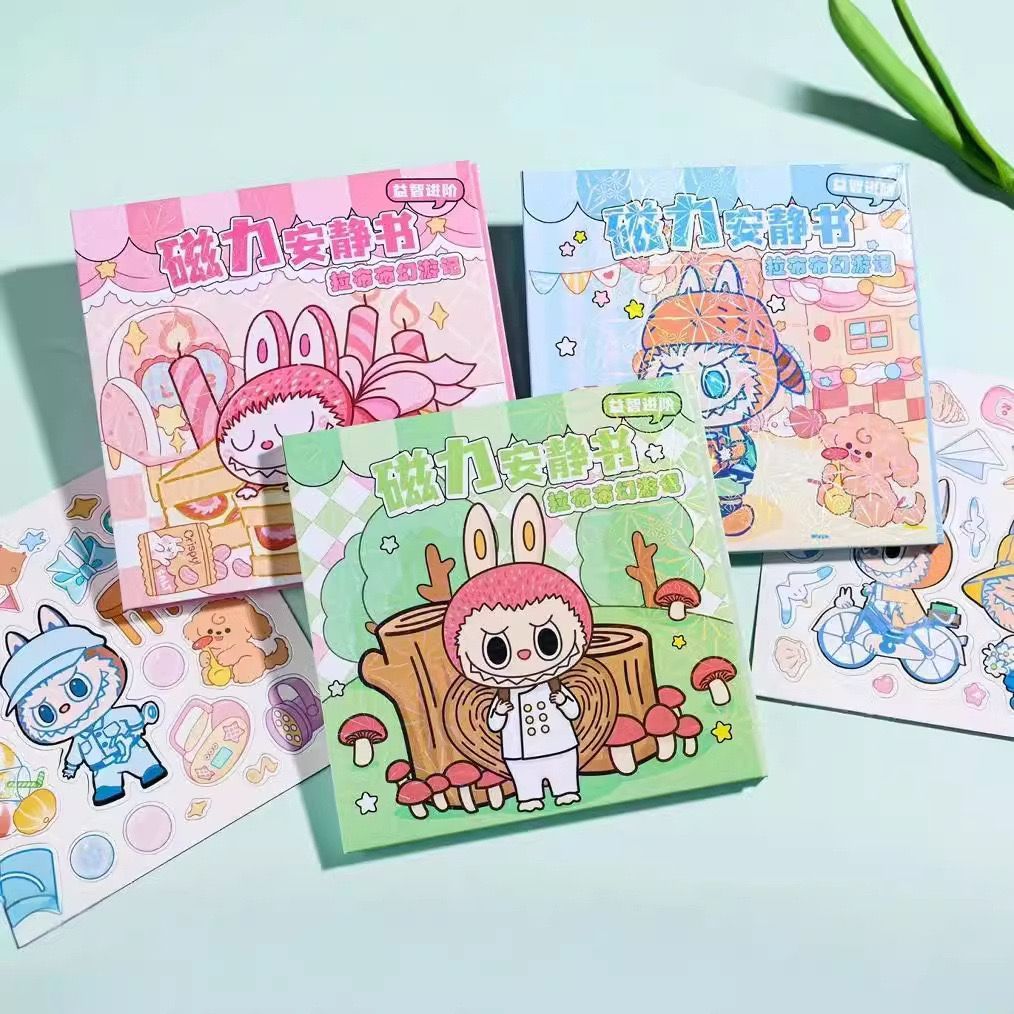 Jual LABUBU Magnetic Sticker Diy Book Lucu Viral Mainan Stiker Book DIY ...