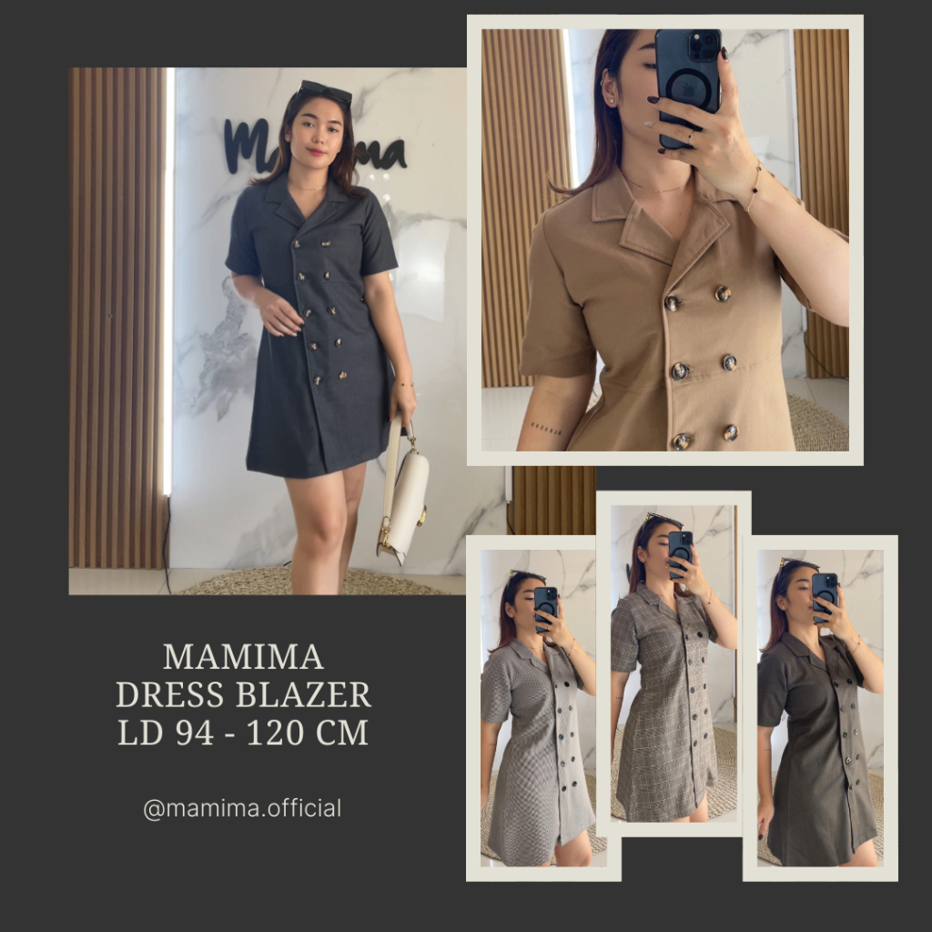 Jual MAMIMA DRESS BLAZER KOREA KANCING DEPAN | Shopee Indonesia