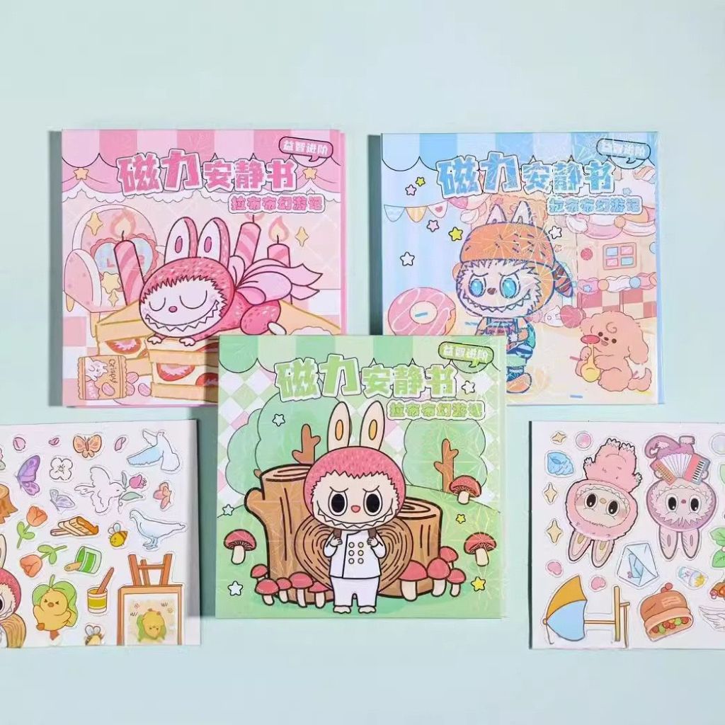 Jual LABUBU Magnetic Sticker Diy Book Lucu Viral Mainan Stiker Book DIY ...