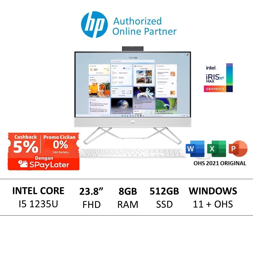 Jual HP ALL IN ONE PC INTEL CORE I5 1235 8GB 512GB W11+OHS 23.8FHD ...