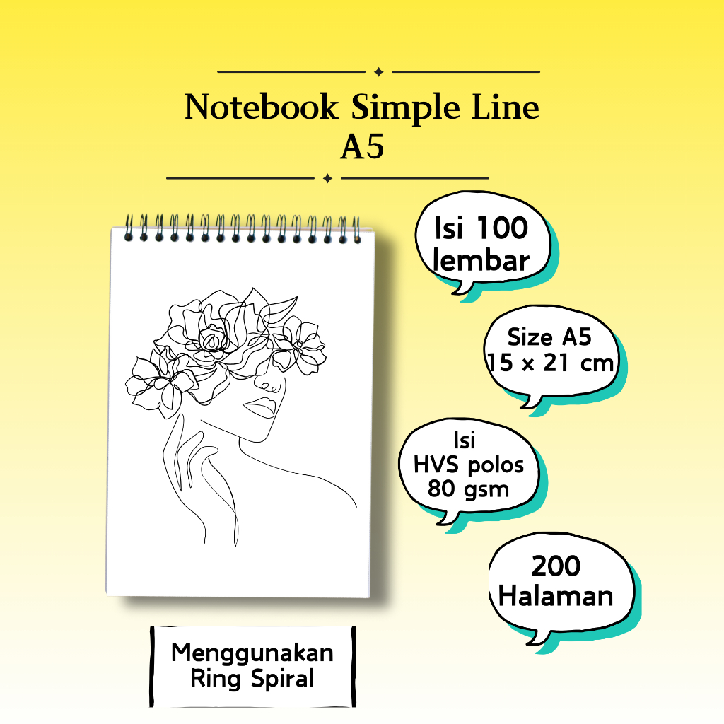 Jual [100 Lembar] Notebook Simple Jurnal A5 Buku Catatan Ring Motif ...