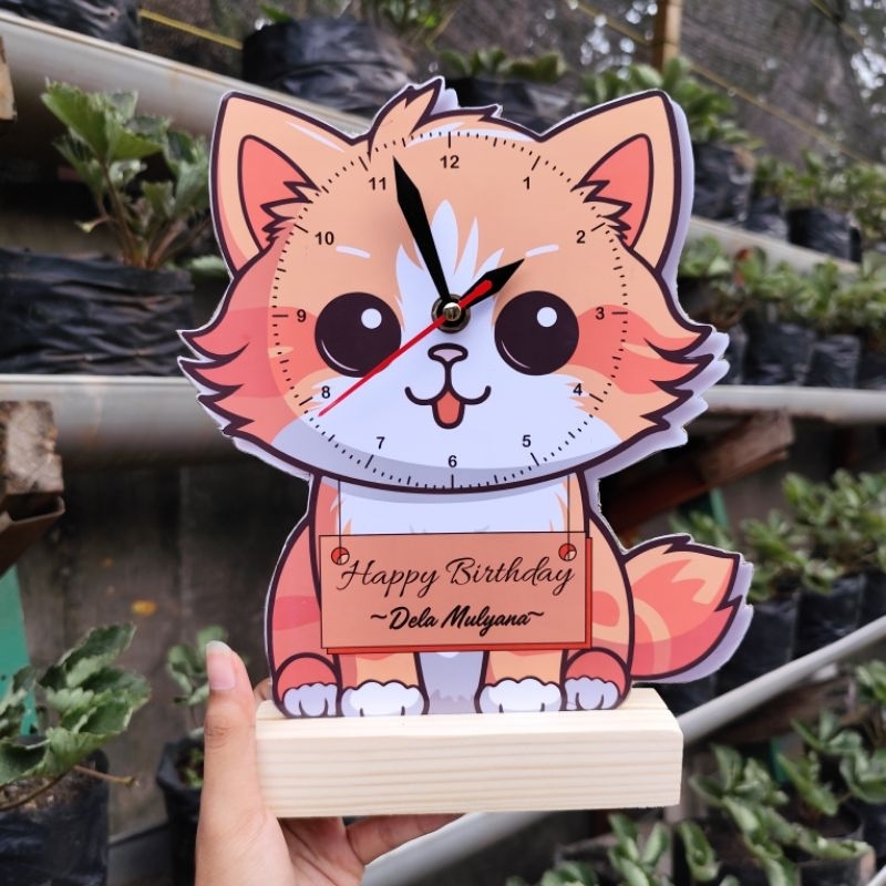 Jual Jam Custom Animasi kucing jam custom analog jam custom hadiah gift ...