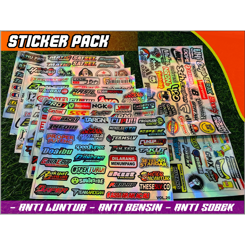 Jual Stiker Pack Chrome Hologram Stiker Sponsor Pelangi Menyala Kena ...