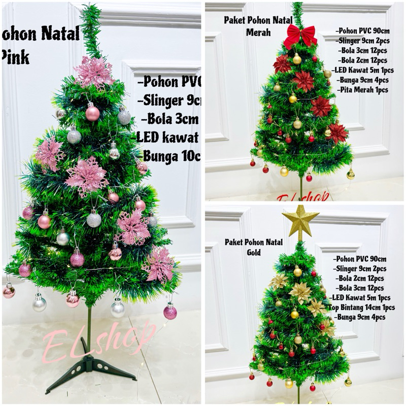 Jual PAKET POHON NATAL PVC CHRISTMAS TREE SATU SET PLUS BOLA STAR ...