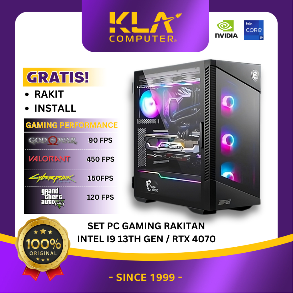 Jual SET PC RAKITAN GAMING INTEL I9 13TH GEN/RTX 4070/16GB/512 GB SSD ...
