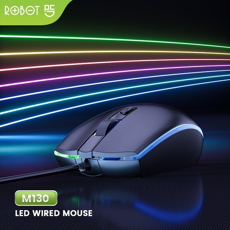 Jual ROBOT Mouse Wired M130 Colorful LED 3 Kecepatan DPI Kursor Akurat ...