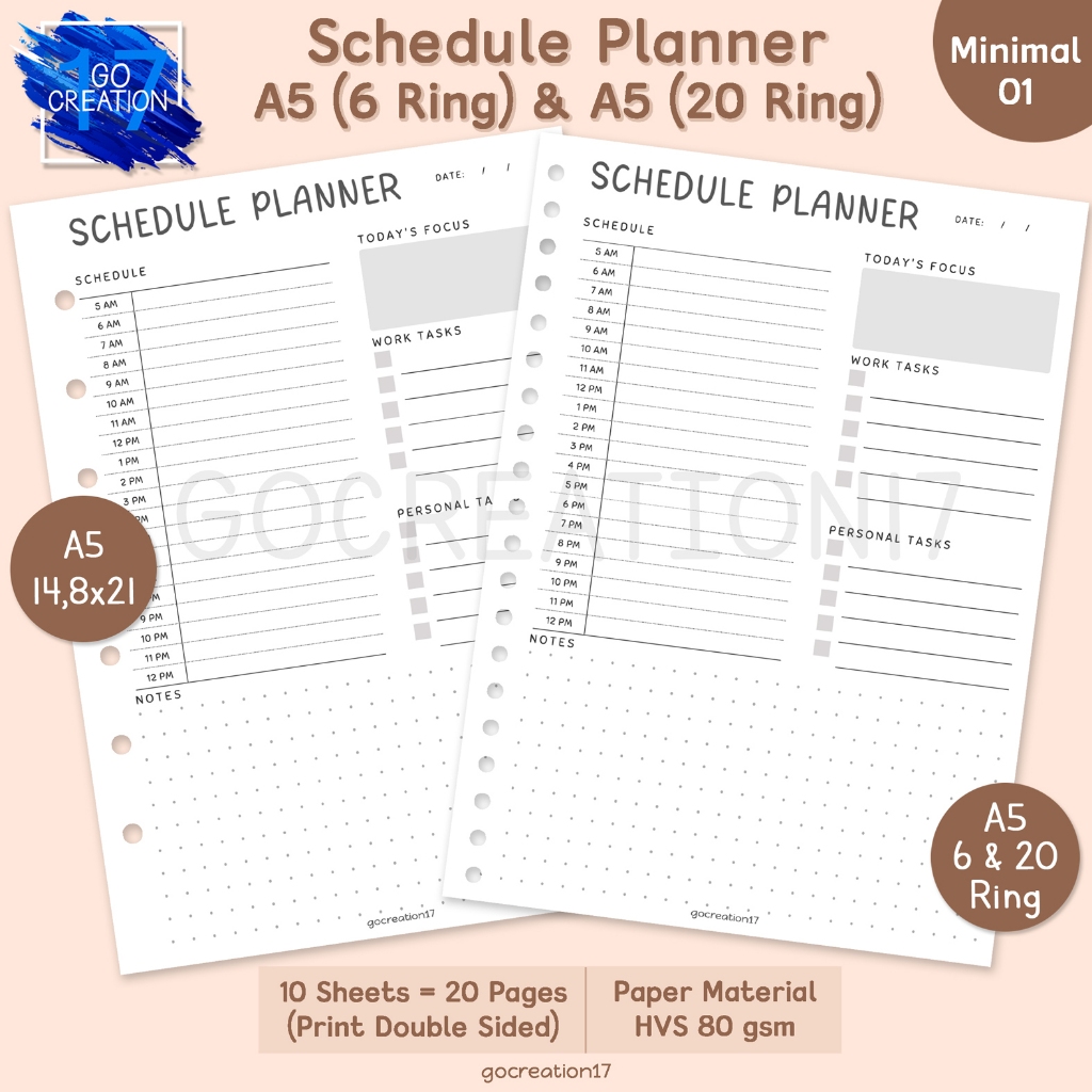 Jual Buku Planner Kertas Isi Binder Schedule Plan Simple Minimalis A5 ...