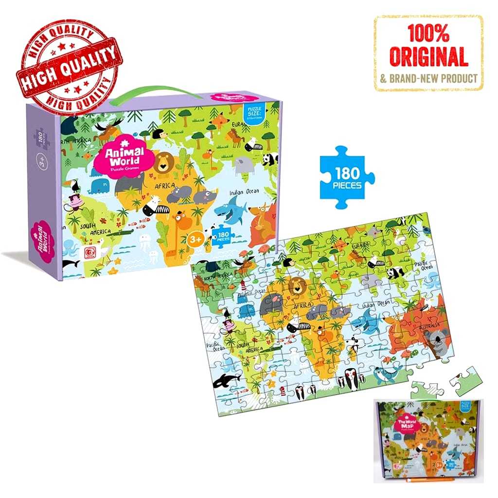 Jual Mainan Anak Puzzle 180 pcs The World Map Puzzle Games Peta Dunia ...