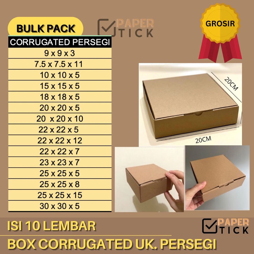 Jual BULK PACK ISI 10 LEMBAR (GROSIR) DUS CORRUGATED DC BANYAK UKURAN ...