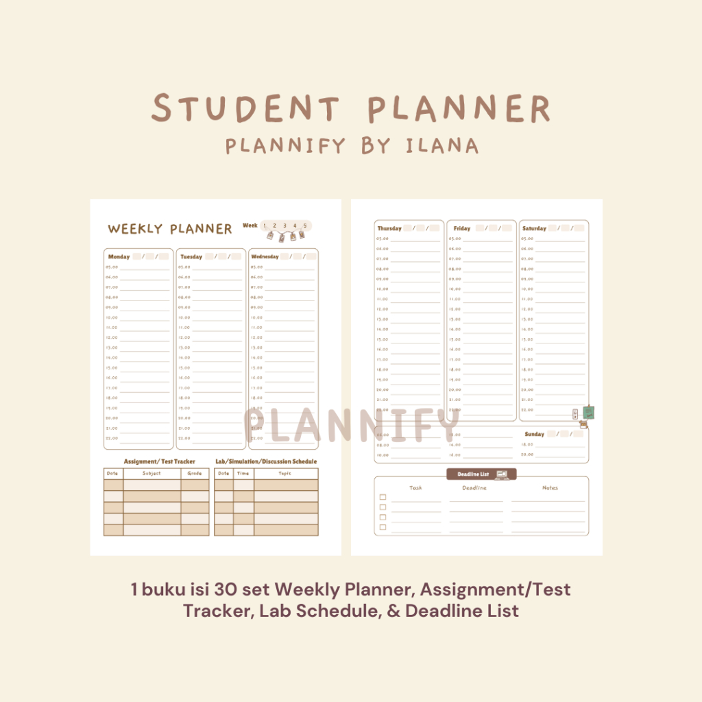 Jual Undated Student Planner/ Assignment Tracker / Study Journal ...