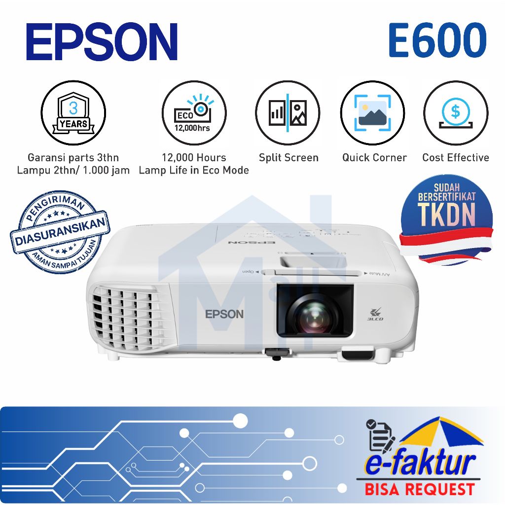Jual MALLIT EPSON Proyektor EPSON EB-E600 EBE600 EB E600 XGA 3LCD 3400 ...