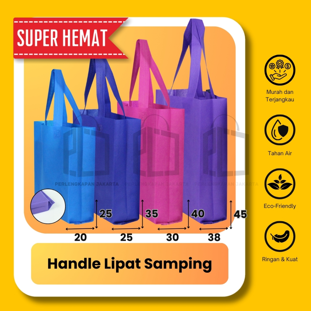 Jual HLS SUPER HEMAT Tas Spunbond Goodie Bag 20X25, 25x35x8 & 30x40 Laken Model Tali Tebal Polos ...