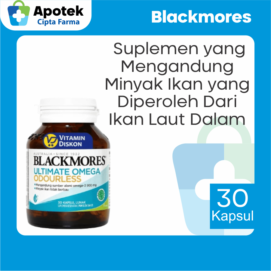 Jual Blackmore Blackmores Ultimate Omega Odourless Minyak Ikan Fish Oil ...