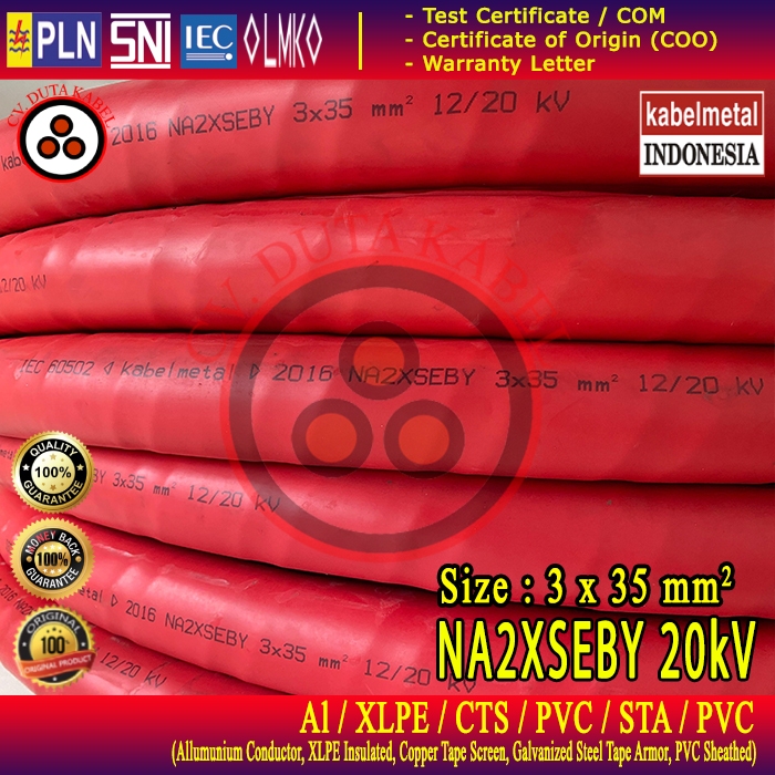 Jual Kabel NA2XSEBY 3x35 mm2 20kV METAL /3x35 mm/3 x 35 mm2/3 x 35 mm ...