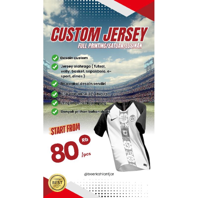 Jual Cetak custom jersey full printing bisa satuan | Shopee Indonesia
