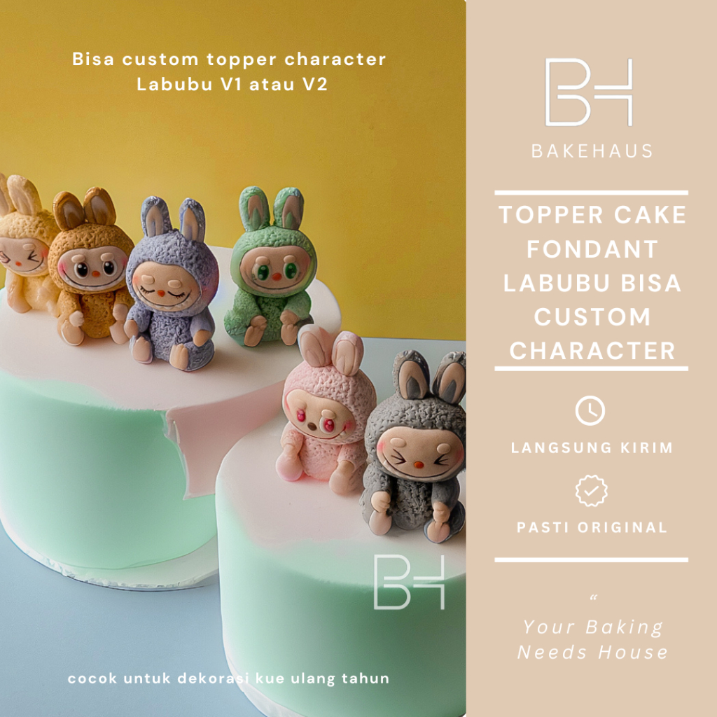 Jual CUSTOM TOPPER CAKE HIASAN KUE FONDANT LABUBU MACARON HAVE A SEAT ...