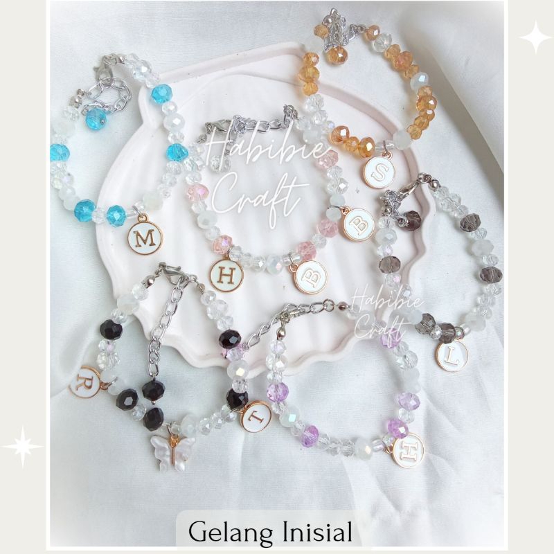 Jual Gelang Inisial by Habibie Craft bracelet nama huruf kristal cantik ...