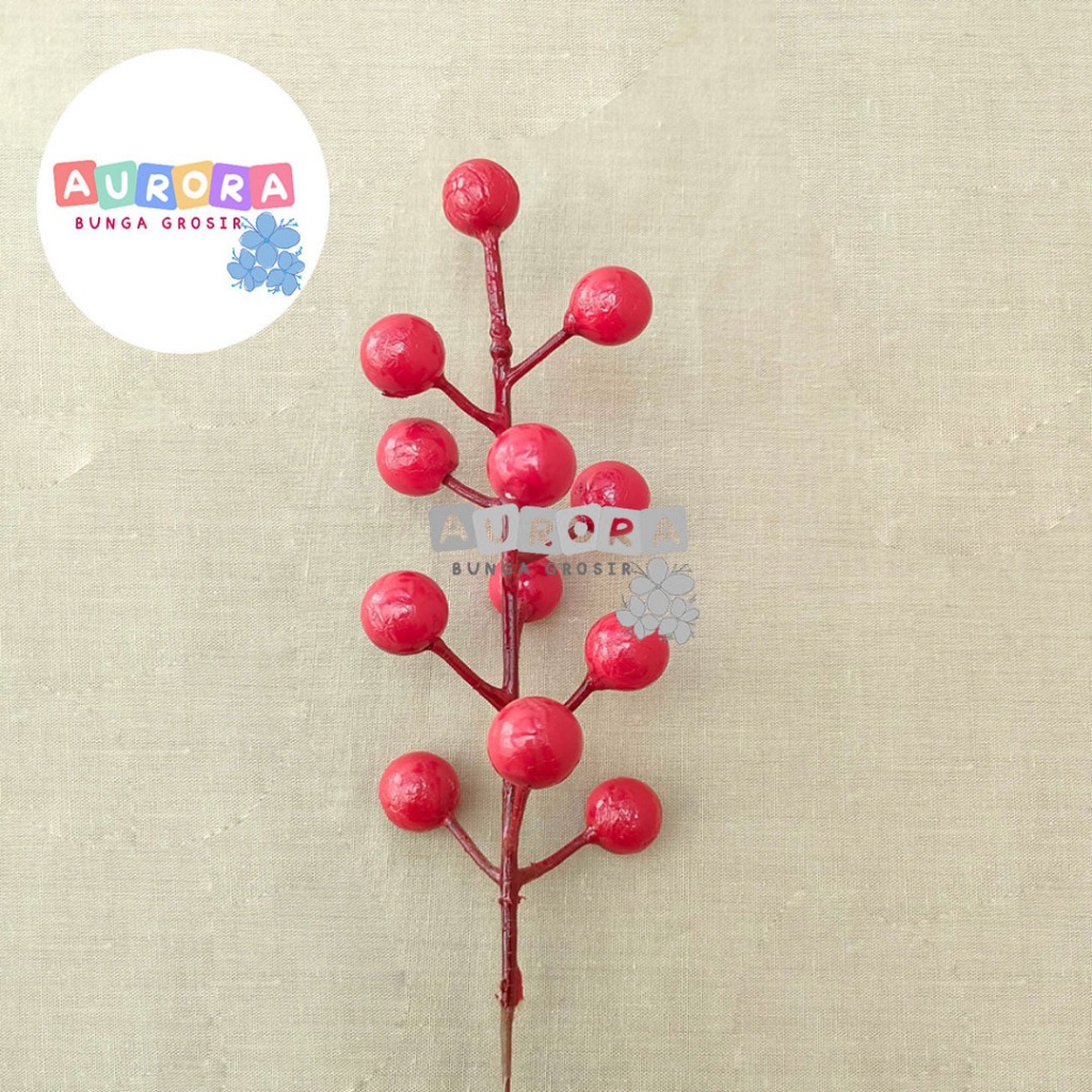 Jual Bunga Holly Flower Bunga Cherry Red Bean Bunga Natal New Year ...