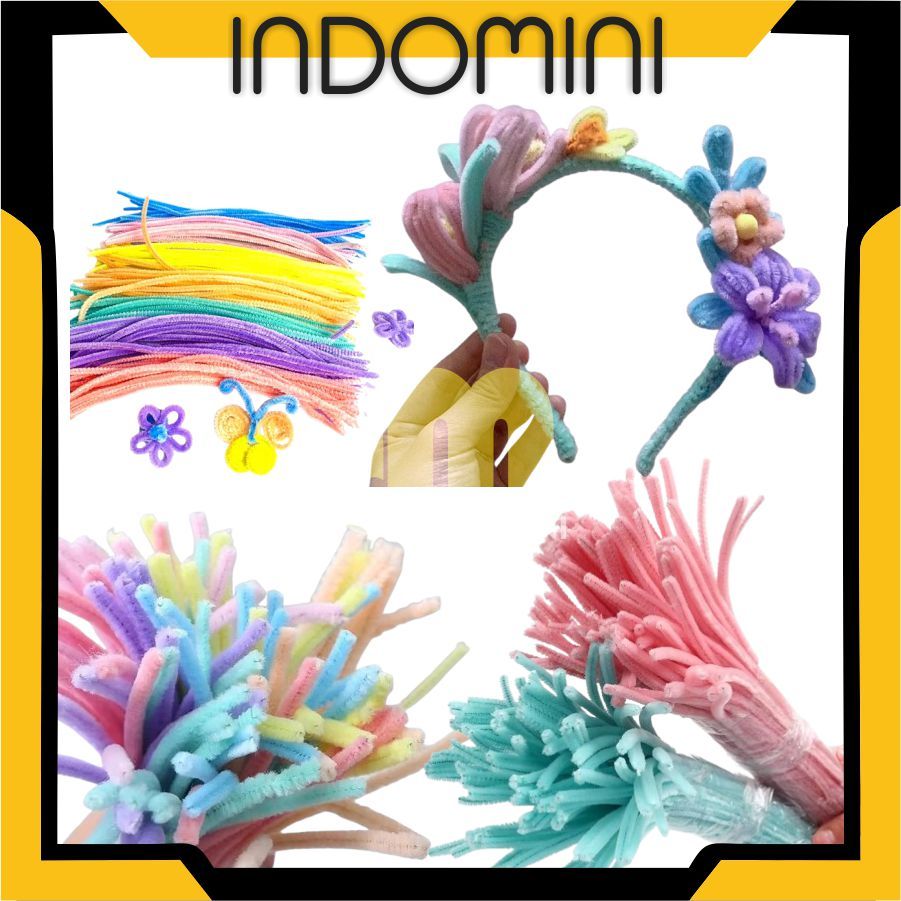 Jual INDOMINI 100Pcs Kawat Bulu Mercy Pastel Rainbow Mix 30Cm / Floral ...