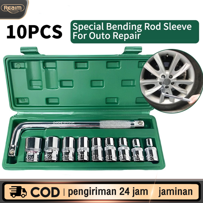 Jual Mata kunci sok set 10Pcs Termasuk 9pcs 8-24mm 1/2 inch 6PT Mata Sock Set Dan 1pcs 1/2 Inch ...