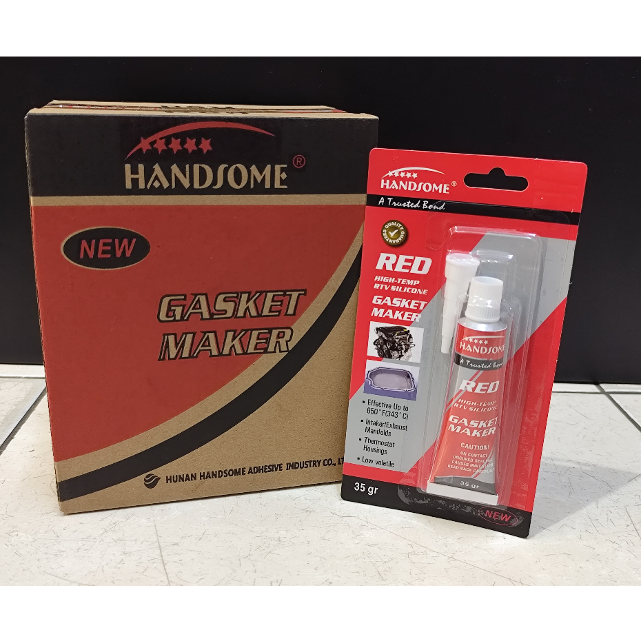 Jual LEM SILICONE RED GASKET MAKER HANDSOME - LEM GASKET MAKER | Shopee ...
