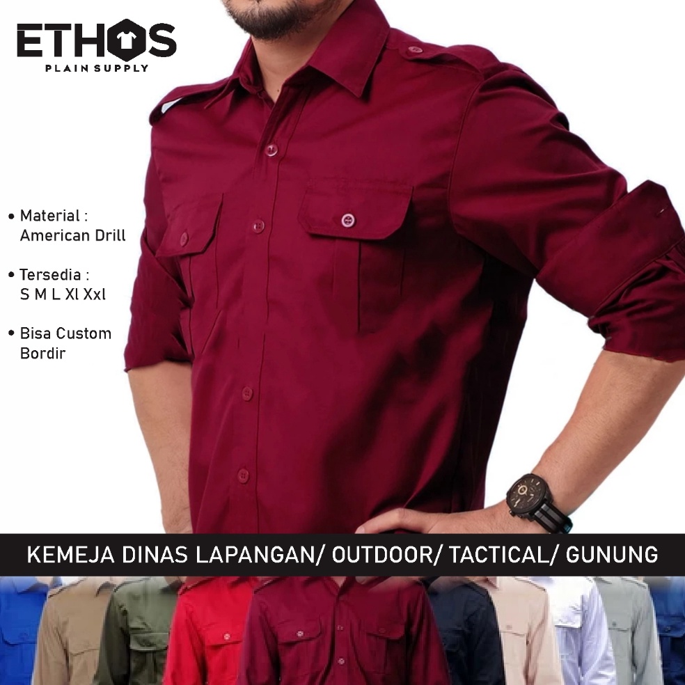Jual KODE V59N Baju Kemeja PDL PDH Lapangan Lengan Panjang Pakaian Atasan Seragam Pria Wanita ...